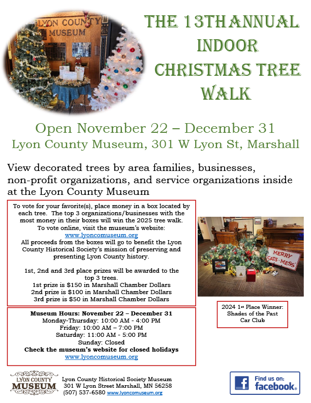 The 13th Annual Indoor Christmas Tree Walk - Lyon County Museum